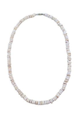 Genuine Tiger Puka Shell Necklace - 20", White Round Seashell, Hawaiian ...