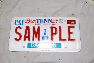 1997 97 Tennessee SAMPLE BicenTENNial License Plate Davidson Hot rod ...