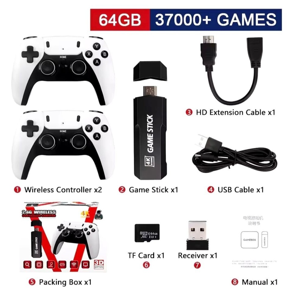 256G 58000+ Retro Games Video Game Console TV Stick 4K HDMI Emulator ...
