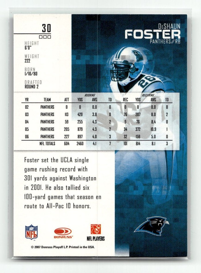 2007 Leaf Rookies and Stars #30 DeShaun Foster Panthers | eBay