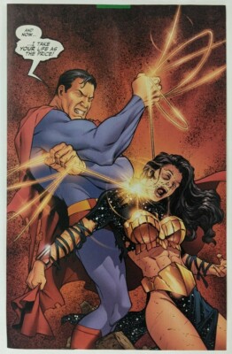 DAMAGED Superman Wonder Woman Death Killed Comic Panel Poster Art ...