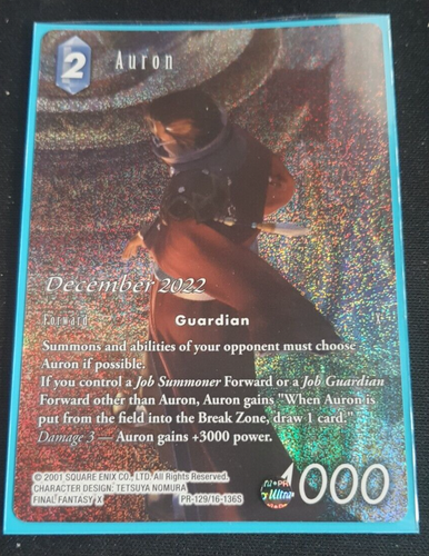 Auron- PR-129/16-136S Full Art Foil Promo - Final Fantasy Trading Card ...
