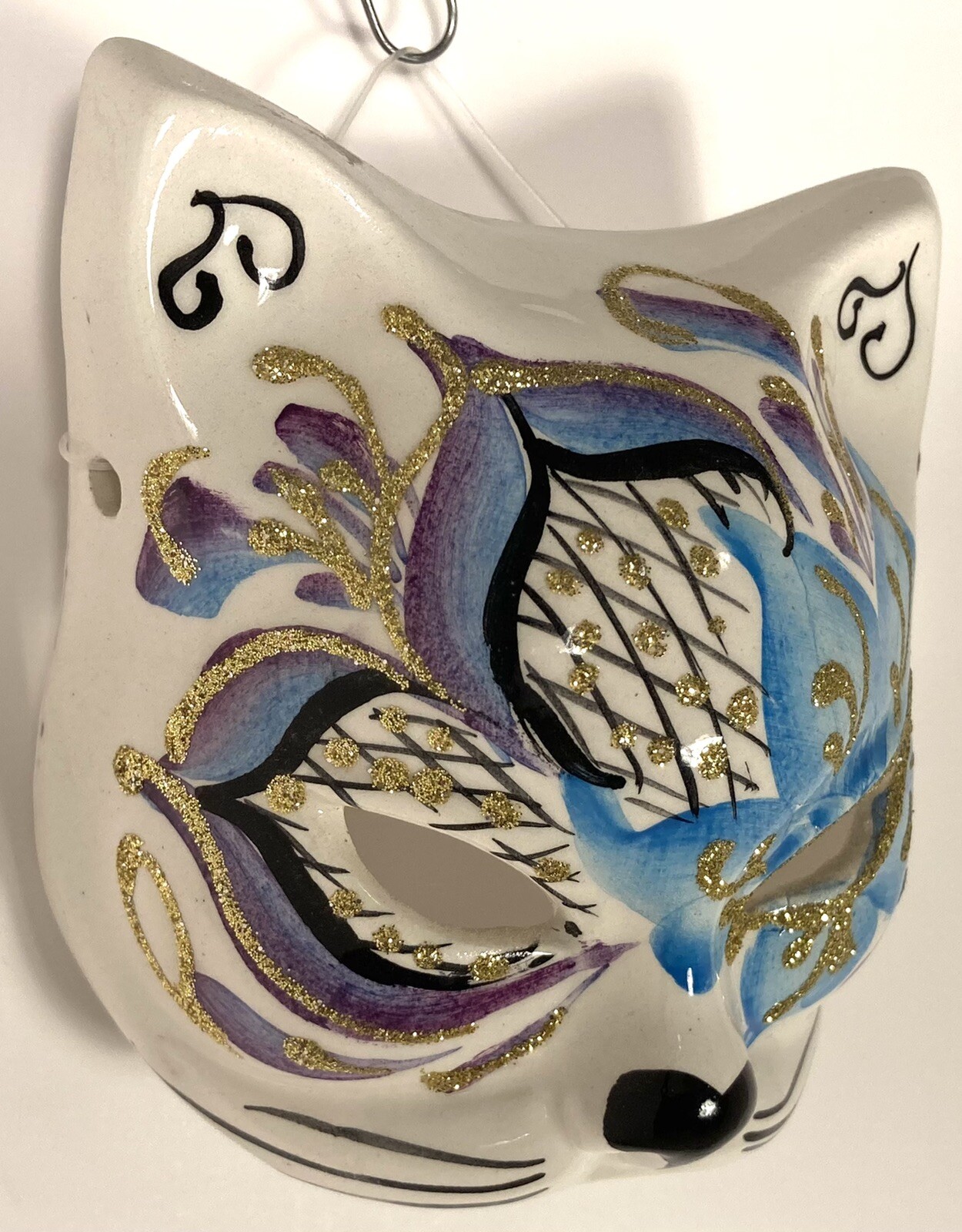 Hand Painted Ceramic Cat Mask Masquerade Mardi Gras Made in Italy Wall ...