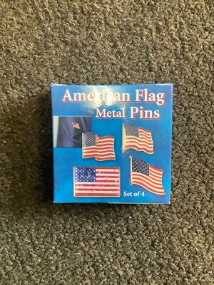 4*American Flag Metal Pins Gold Pierced Back Patriotic Lapel 4 styles ...