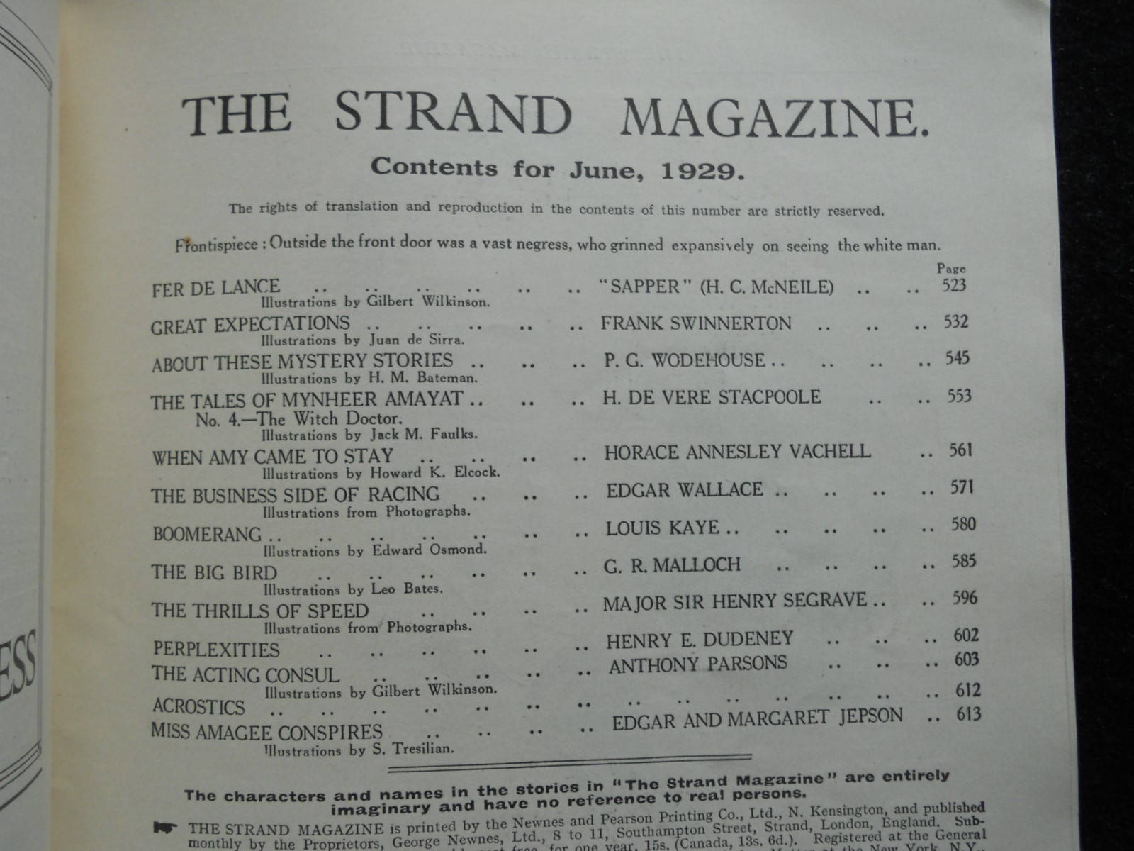 The Strand Magazine - June 1929-1st - P G Wodehouse, Sapper, Edgar ...