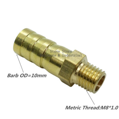 Metric Male Thread M8 M8x1.0 To 10mm 3/8" in Hose Barb Fitting Adapter ...