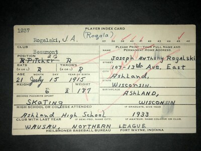 1938 TIGERS: Joe Rogalski, SIGNED 3x5 (JSC) - Died 1951 | eBay