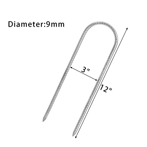 Tebery 12 Pack U-Shape Trampolines Pins Wind Stakes12 Inch Galvanized ...