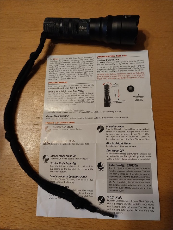 Insight Technologies HX120 programmable HEAVY DUTY tactical flashlight ...