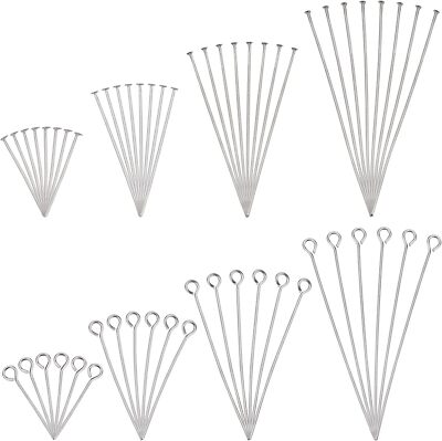 Pandahall 800Pcs 304 Stainless Steel Head Pins Flat Head Pins Eye Pin ...