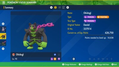 Okidogi 6IV The Teal Mask DLC Pokemon Scarlet/Violet | eBay UK