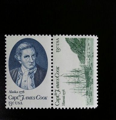 1978 13c Captain James Cook, Alaska & Hawaii, Pair Scott 1732-33 Mint F ...