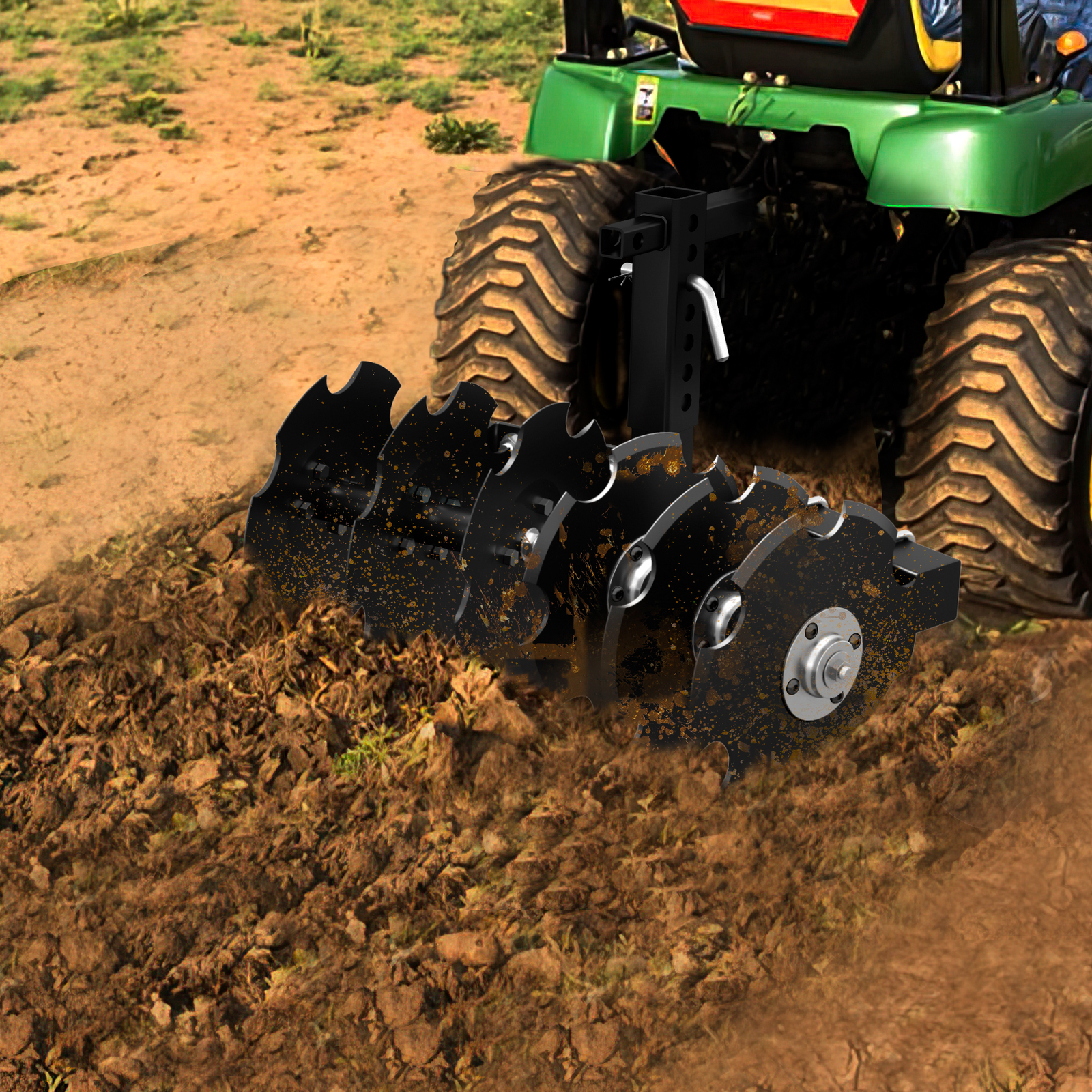 28" Cut Width ATV/UTV Disc Plow Harrow With 2" Receiver Hitch Heavy ...