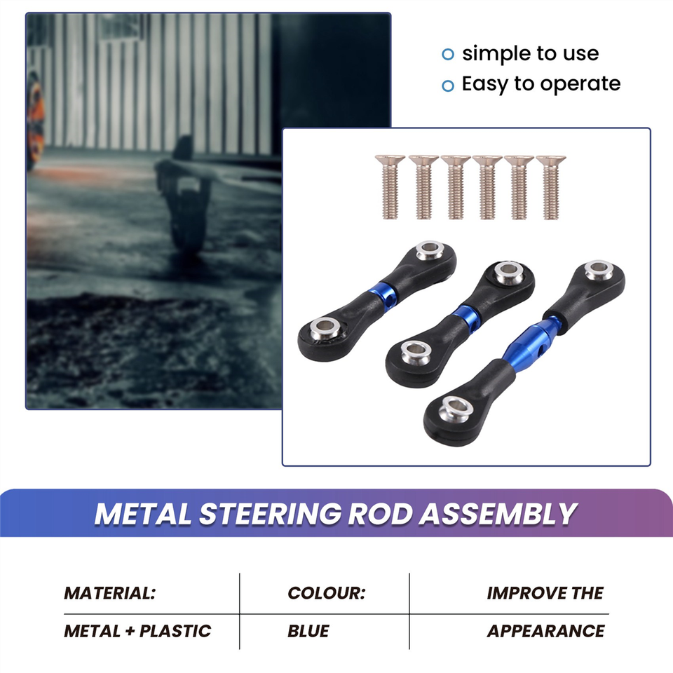 3Pcs Metal Steering Rod Link Rod Tie Rod for TT-01 TT01 1/10 RC Car5372 ...