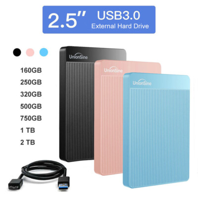 UnionSine External Hard Drive USB 3.0 MAC PC LAPTOP TV HDD 500GB 1TB ...
