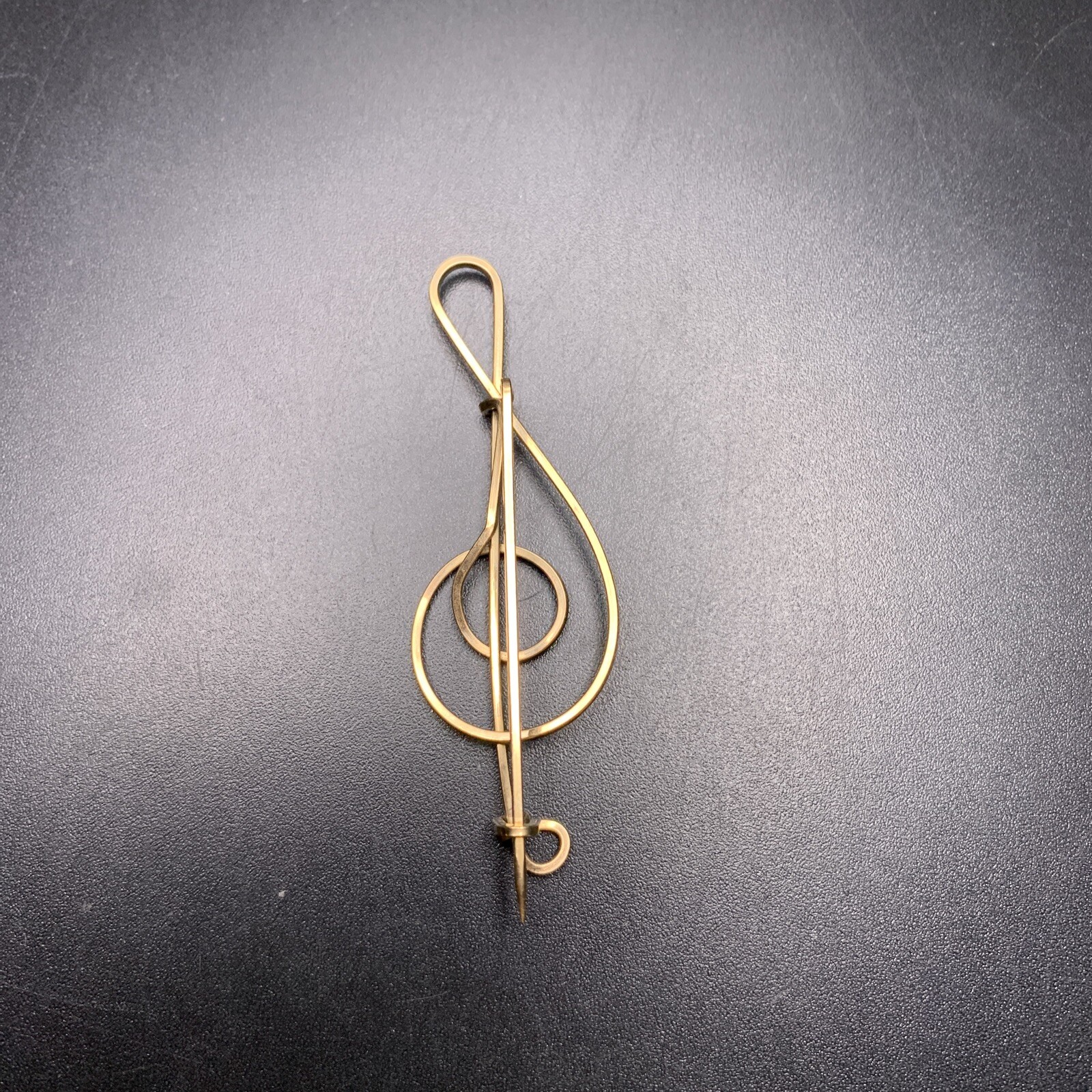 Wire Treble Clef Brooch Pin Gold Tone Music Staff Mus… - Gem