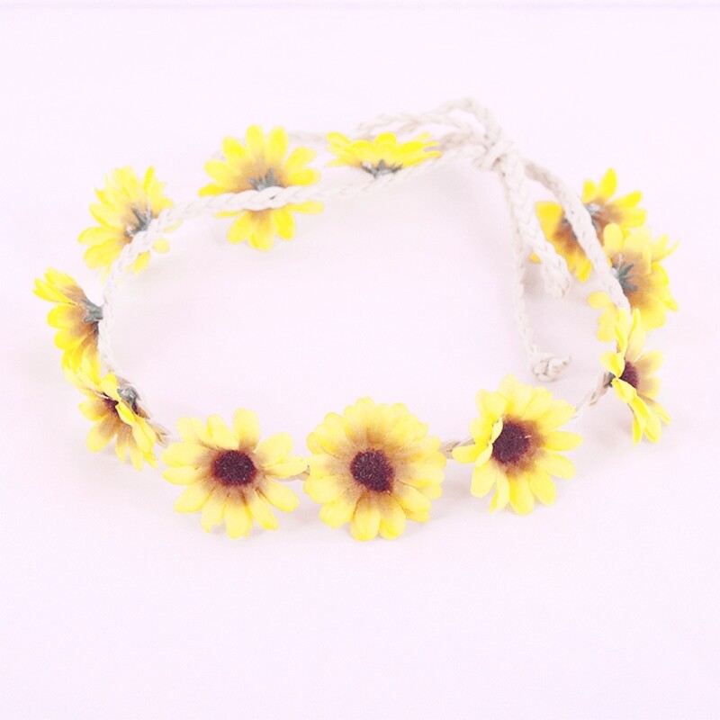 Simulated Flower Headband Sunflower Garland Tiara Elastic Daisy Crown ...