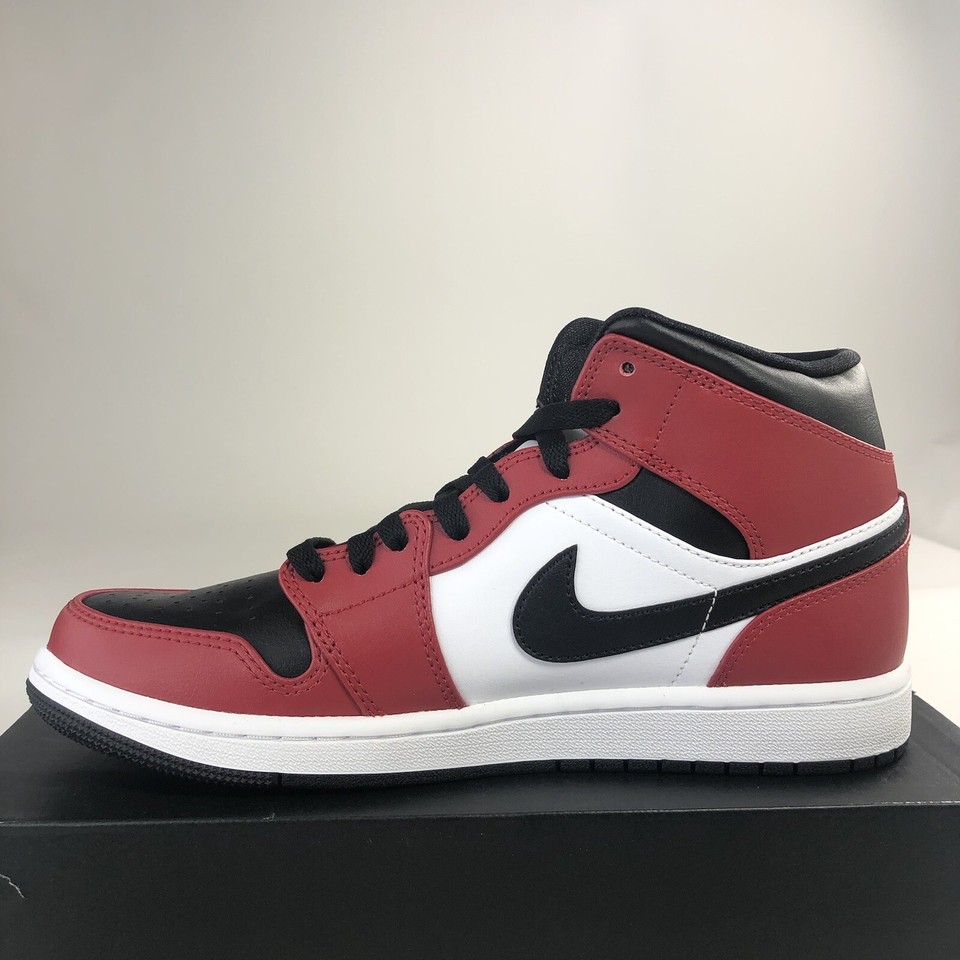 Nike Air Jordan 1 Mid Chicago Toe Shoe 8,8.5 & 9 Black Red Mens New ...