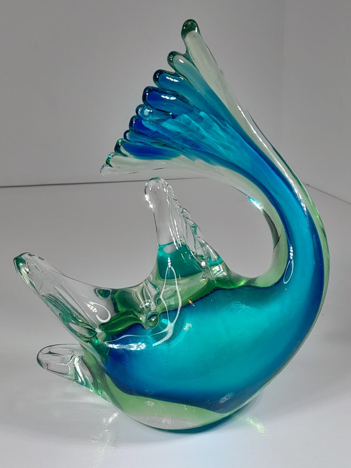 Murano Style Hand Blown Art Glass Blue & Green Swordfish Marlin ...