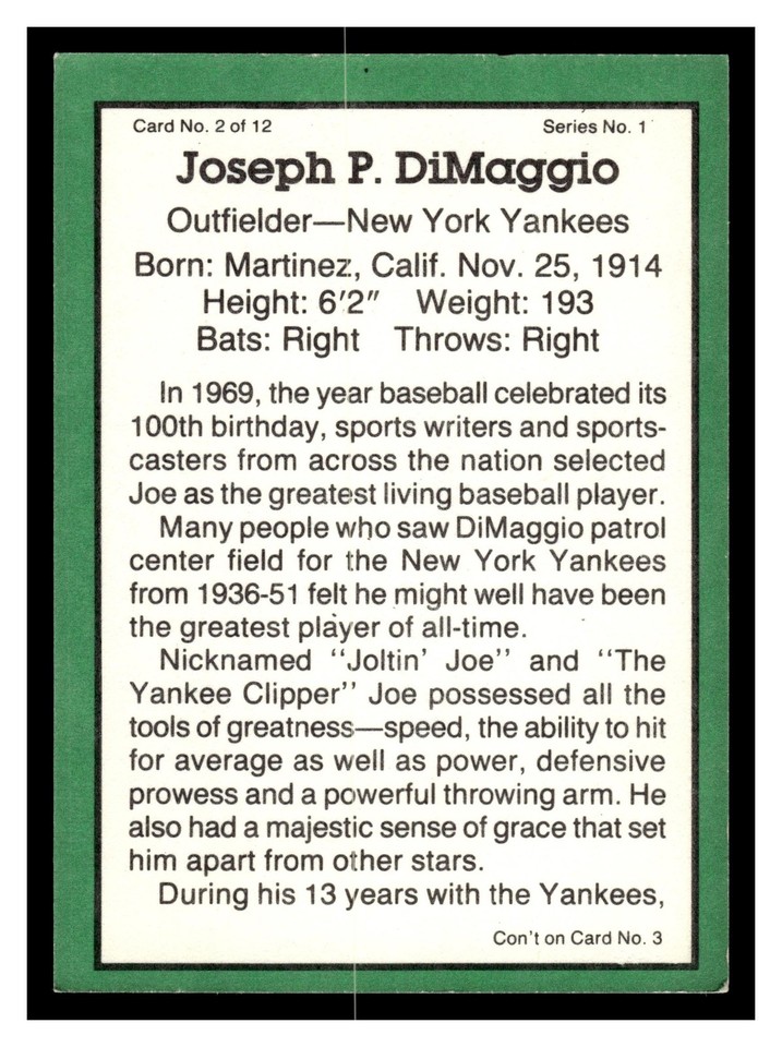 Joe DiMaggio / Dom DiMaggio #2 1983 ASA The Joe DiMaggio Story | eBay