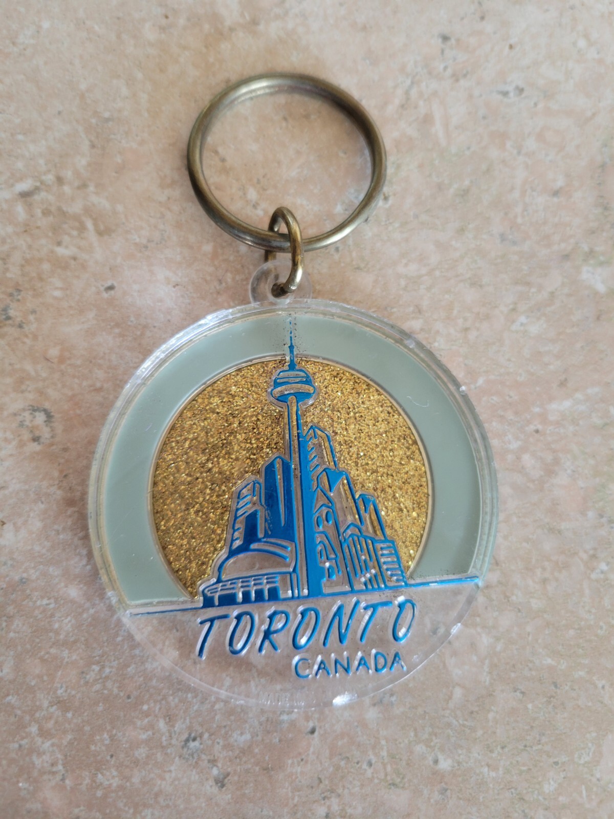 Toronto Canada Keychain Gold Glitter Sparkle Blue Vintage Travel ...