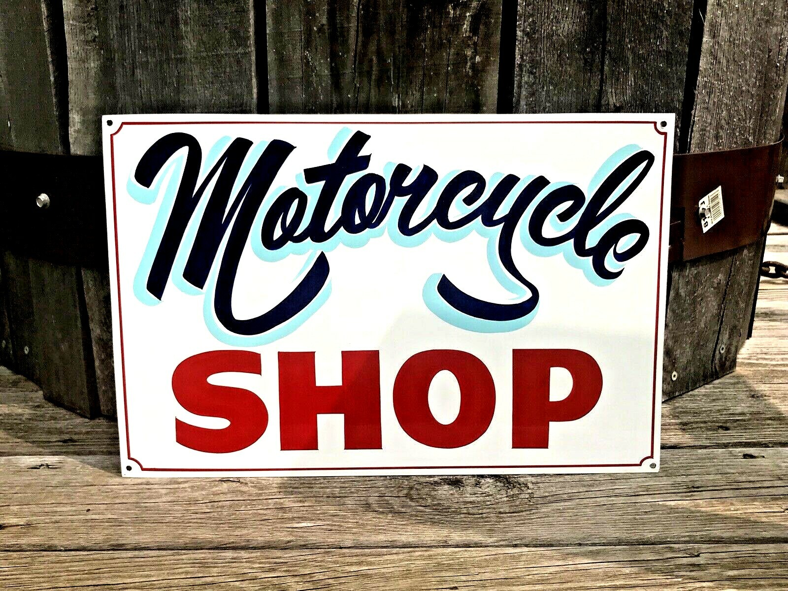 Hand Painted MOTORCYCLE SHOP Sign Harley Chopper Indian Ducati Bike ...