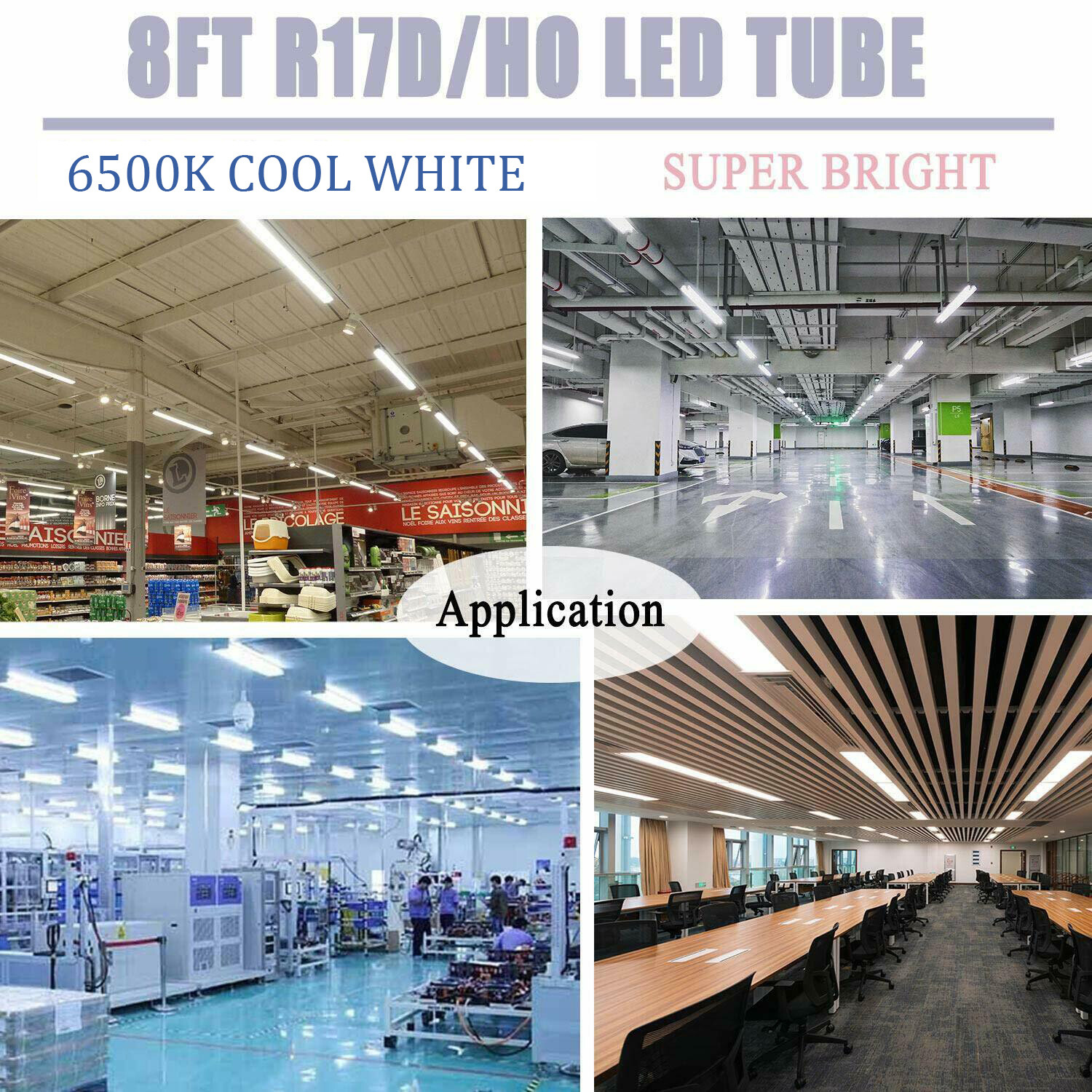 2 Pin R17D T8 8FT LED Tube Lights HO 72W Shop Light Bulbs Garage ...