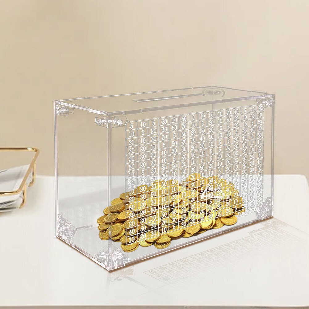 Acrylic Handmade Piggy Bank Transparent Money Box with Counter Saving ...