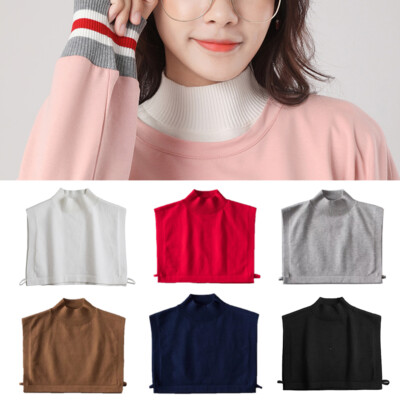 Winter Women Detachable Windproof Knit Fake Collar Scarf Turtleneck ...