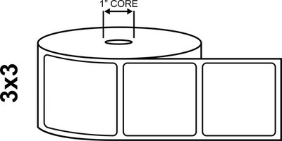 White 3x3 inch Direct Thermal Labels Zebra Eltron | 1" Core | 1 RL 500 ...