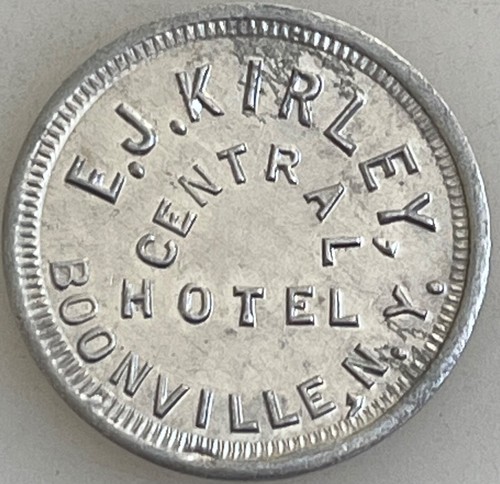 E.J. Kirley Central Hotel Token Boonville New York Good For 5¢ 23mm | eBay