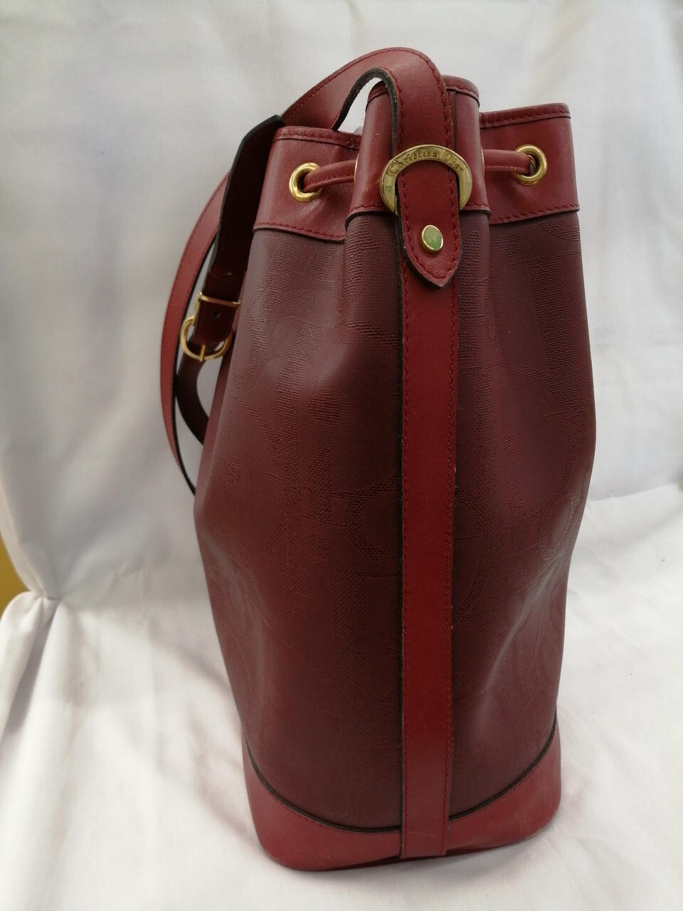 Christian Dior Drawstring bag Shoulder bag Burgundy Beige Gold ...