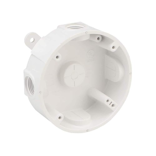 Weatherproof Round PVC Junction Box 4 in White 5-Hole 1/2 in Outdoor ...