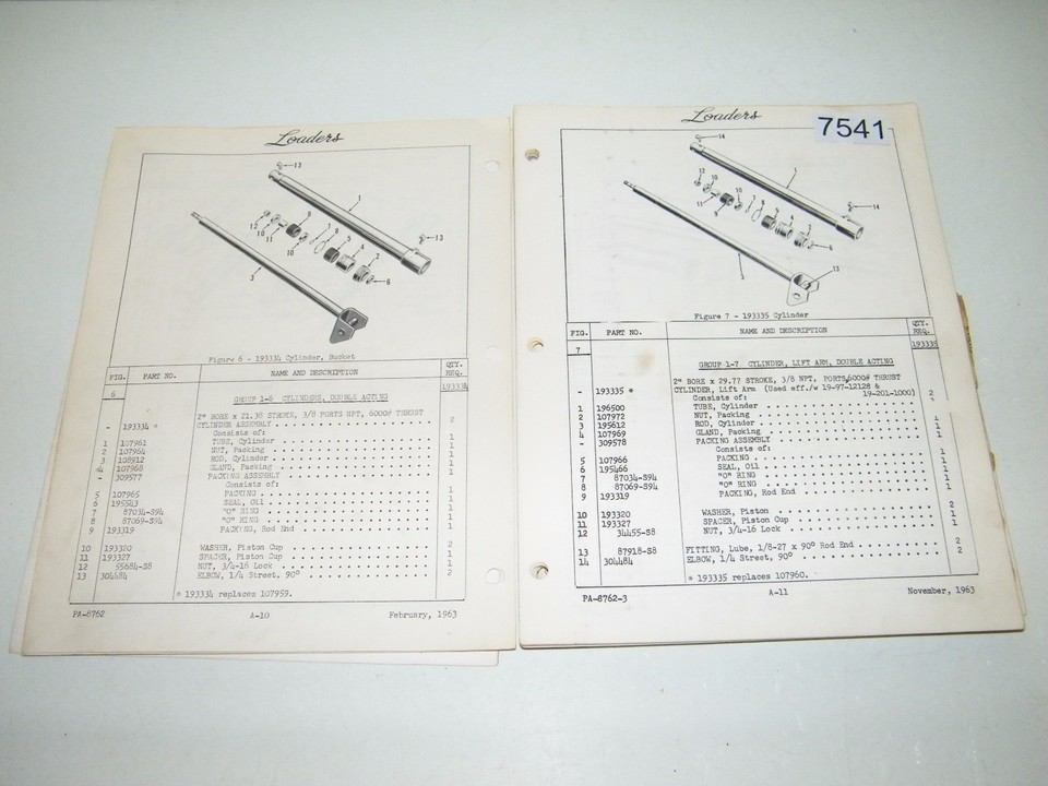 Ford Loader Cylinders Control Valves Pumps Buckets Parts Catalog 1963 ...