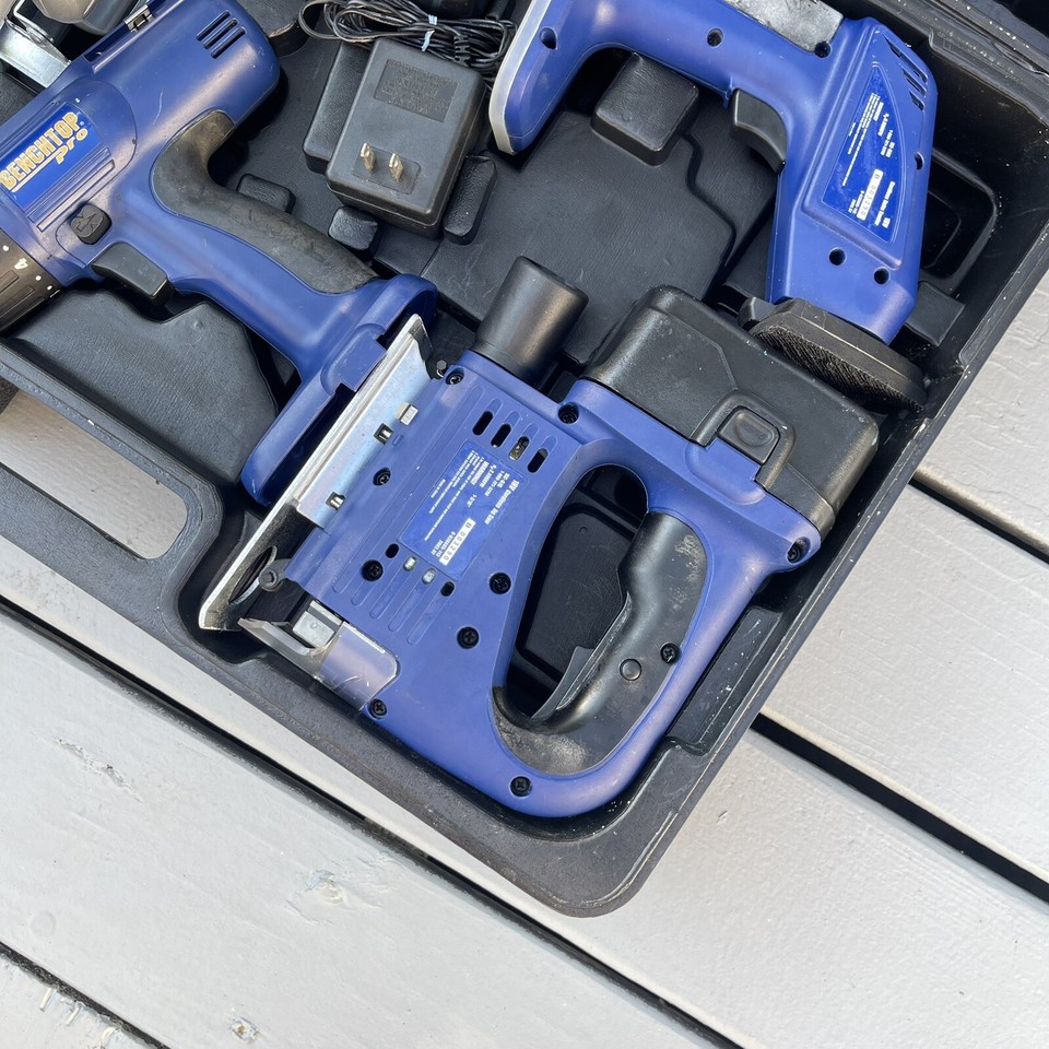 Benchtop Pro Battery Power Tools Set w/ Sander Drill,Jigsaw,Charger ...