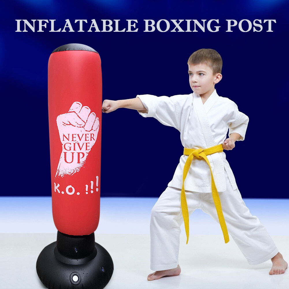 Inflatable Boxing Training Bag Stand Kid Adult Punching Vent Tumbler ...
