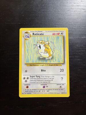 Pokémon TCG Raticate Base Set 40/102 Regular Unlimited Uncommon | eBay