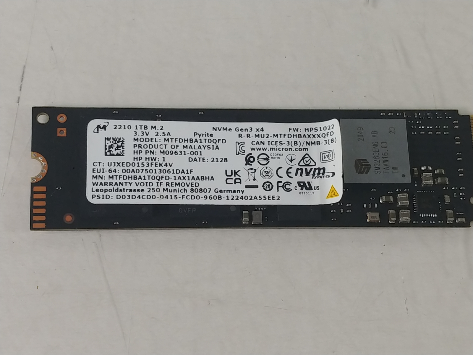 Micron 2210 MTFDHBA1T0QFD 1 TB NVMe 80mm Solid State Drive | eBay
