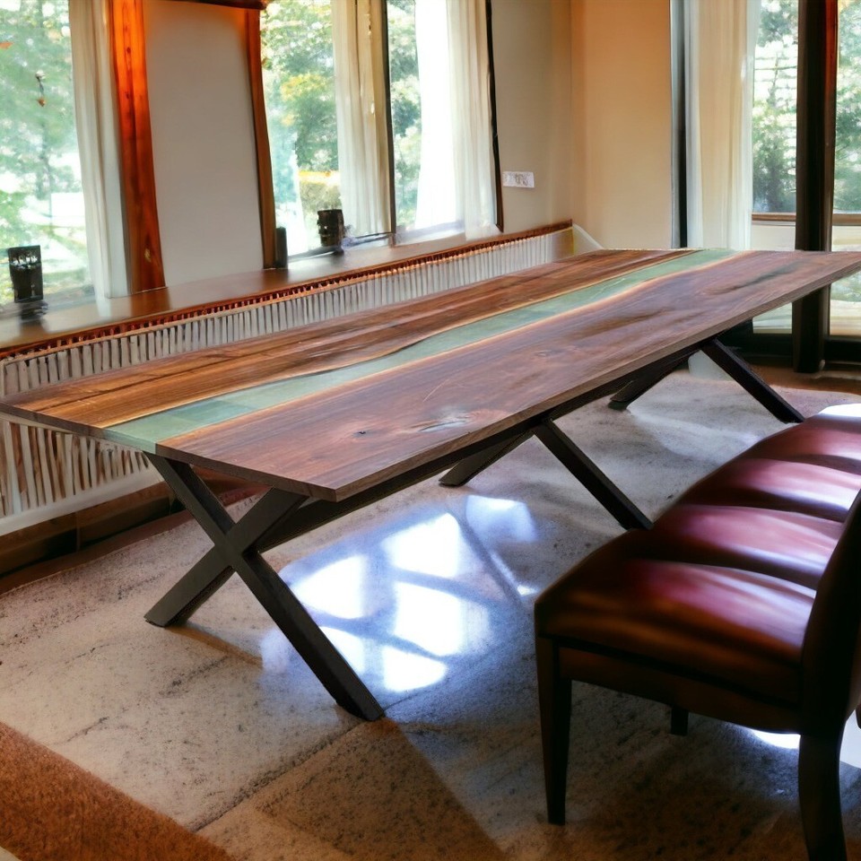 Epoxy dining table, gray epoxy table, river epoxy Table, 2mx1m epoxy ...