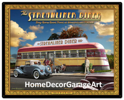 Streamliner Diner Train Railroad Metal Sign Train Room Art | eBay