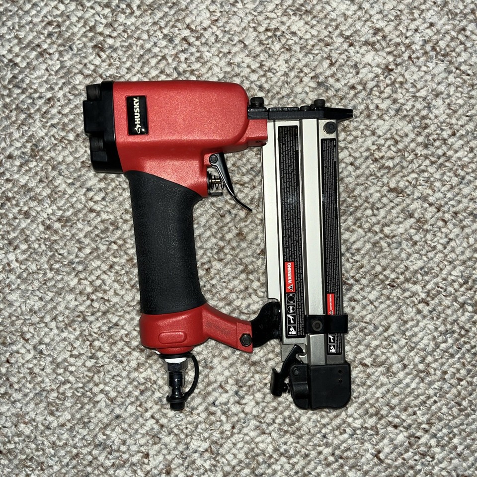 Husky 1 in. Micro Pin Nailer Pneumatic Nail Staple Gun 23-Gauge Strip ...