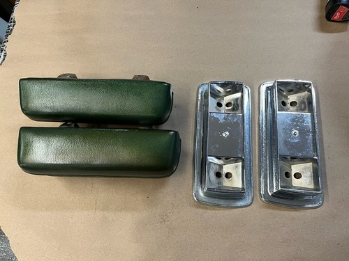 78 79 Ford Bronco rear Armrests Arm Rests & Chrome Brackets Green OEM ...