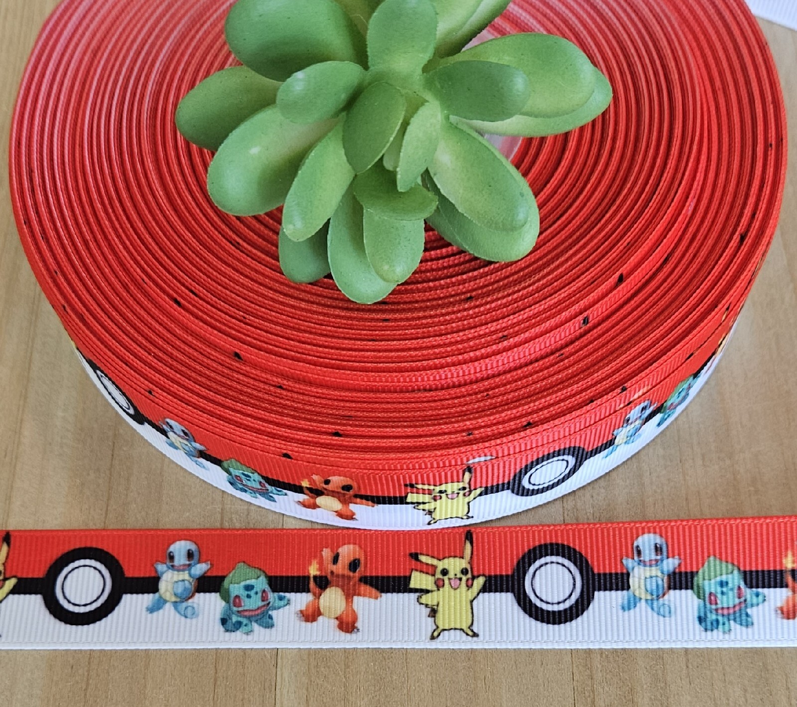 7/8" (1 YD) Pokémon Grosgrain Ribbon Ash Ketchum Pikachu Charmander ...