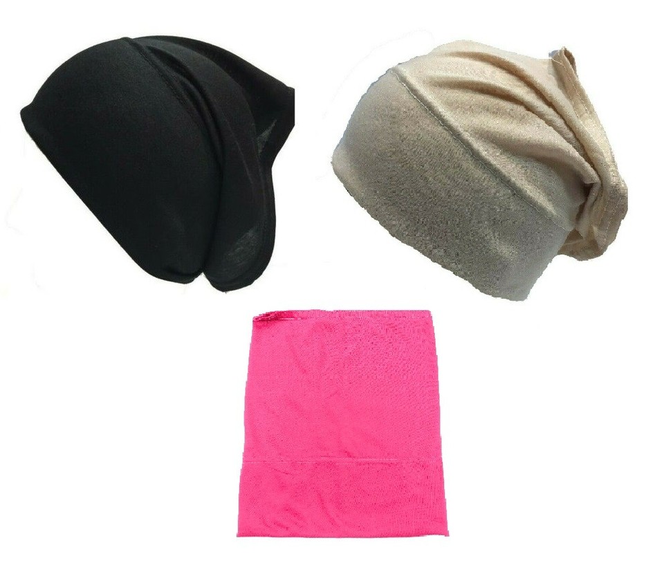 Under Scarf Tube Cap Bonnet Assorted Stretchable Half Head Cover Pack ...