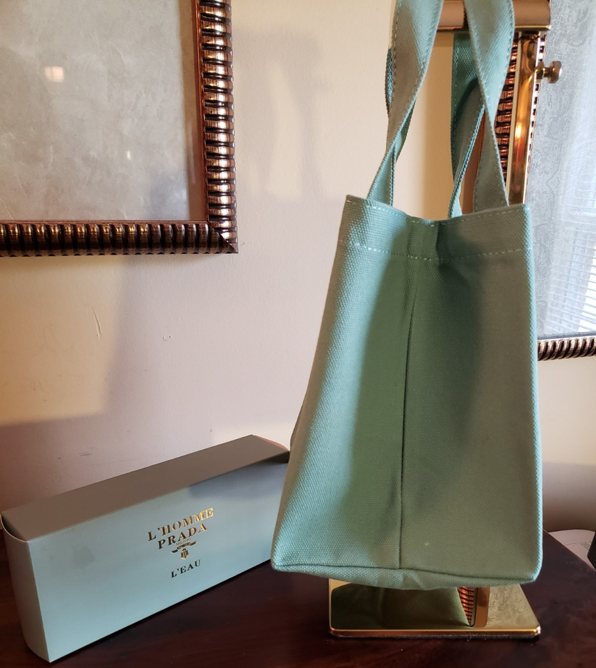 Prada Beauty Mini Canvas Tote Lunch Bag Green Novelty | eBay