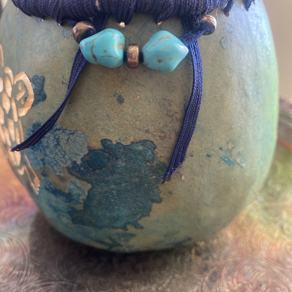 Unique Decorated Gourd With Turquoise Stones And Beautiful Turtle ...