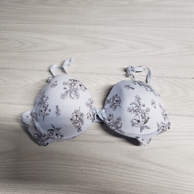 Kathy Ireland Intimates Blue Floral Underwired Padded Push Up Bra Size ...