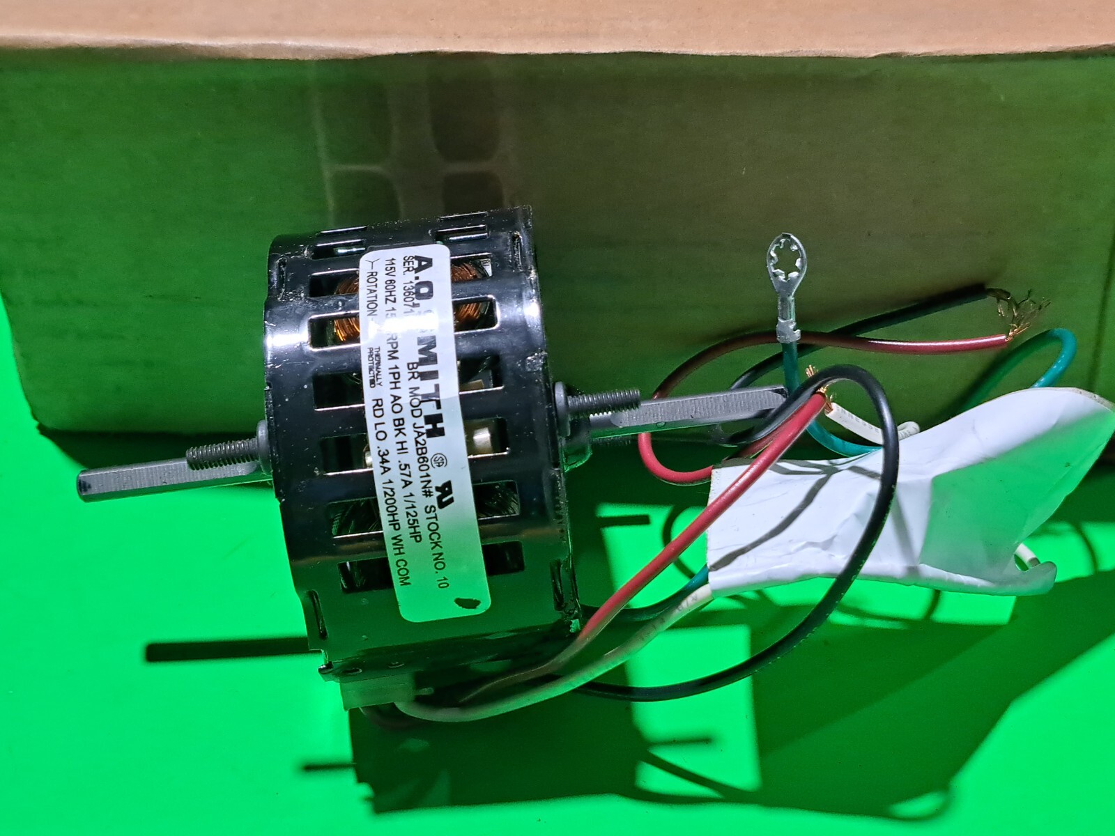 AO Smith # 10 Electric BLOWER Motor, 1/125-1200HP, .57/34 A, 1550 RPM ...