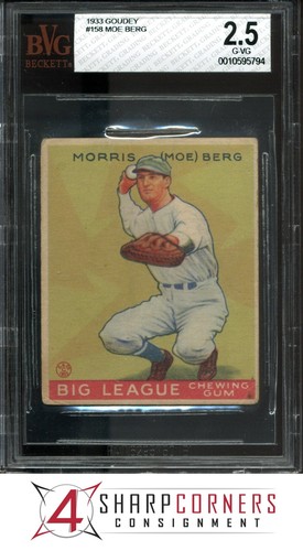 1933 GOUDEY #158 MORRIS MOE BERG RC SENATORS BVG 2.5 | eBay
