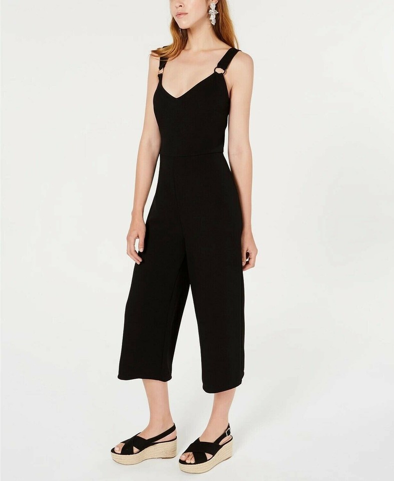 Bar III Women's Cropped O-Ring Jumpsuit Black Size 4, New with Tags ...